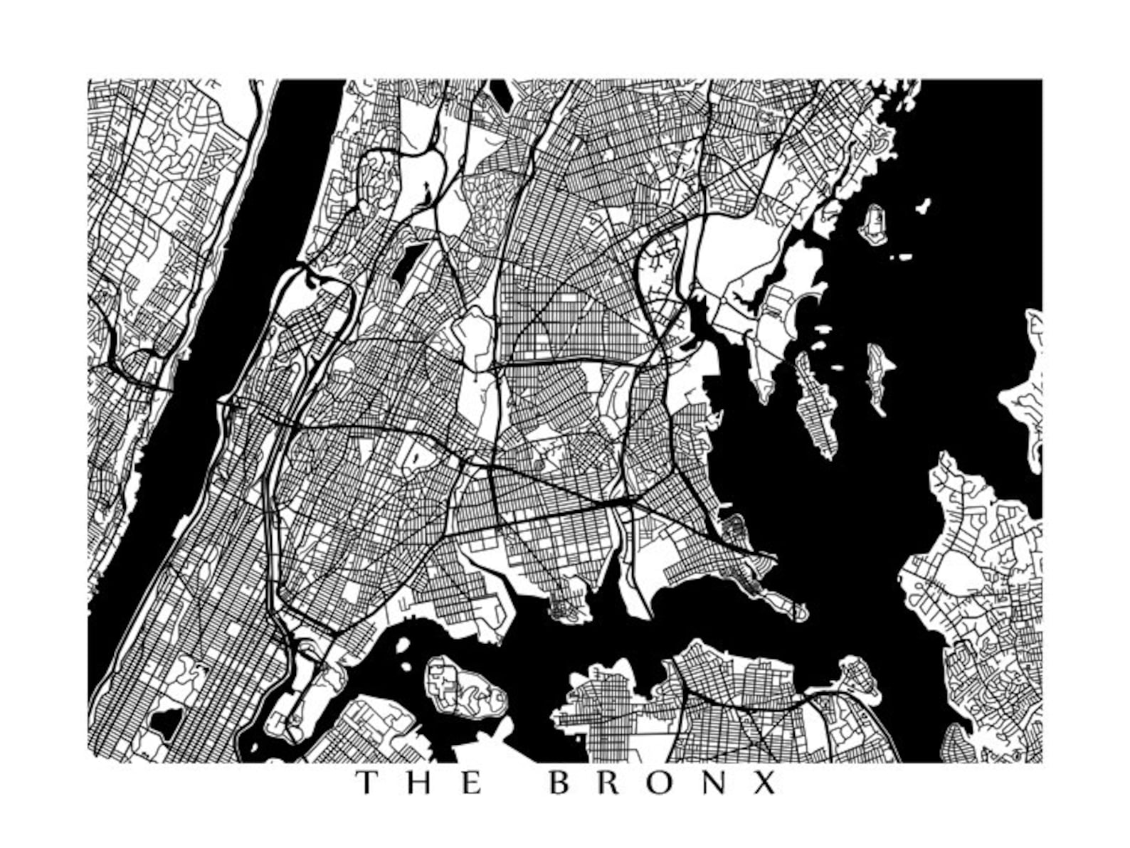 The Bronx Map Print New York Poster | Etsy