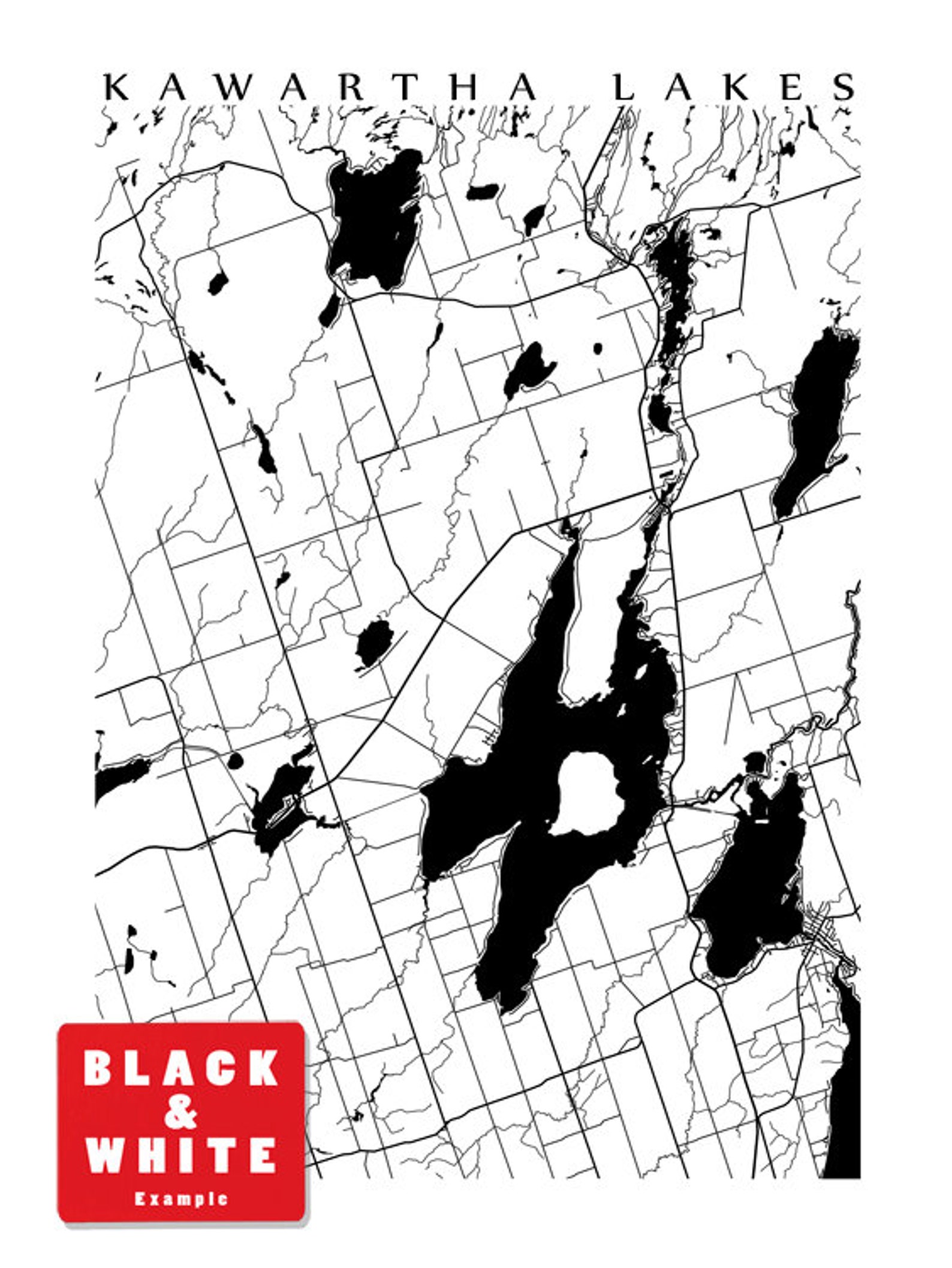 Kawartha Lakes Map Print Ontario Art Canada Poster - Etsy Canada