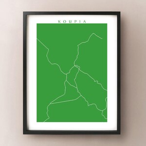 Koupia, Greece Map Print - Art Poster Ελλάδα - Etsy