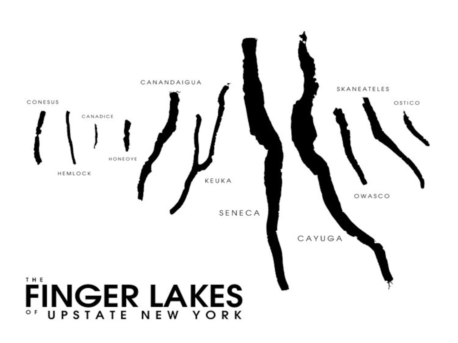 Finger Lakes of Upstate New York Map Print | Etsy
