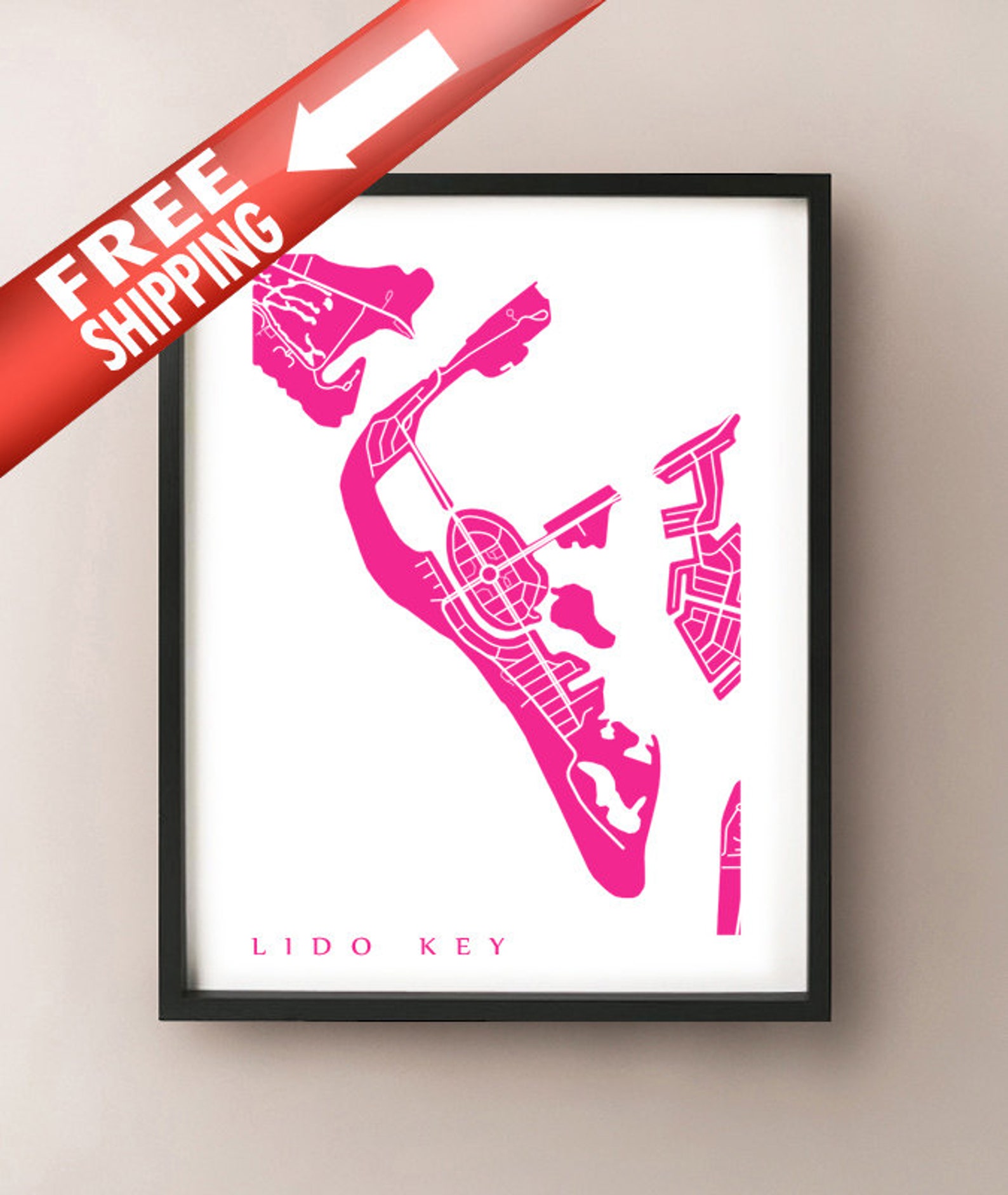 Lido Key Map Print Florida Poster - Etsy