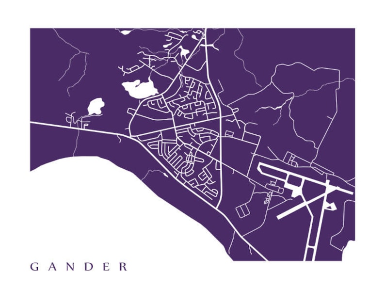 Gander Map Newfoundland Poster | Etsy