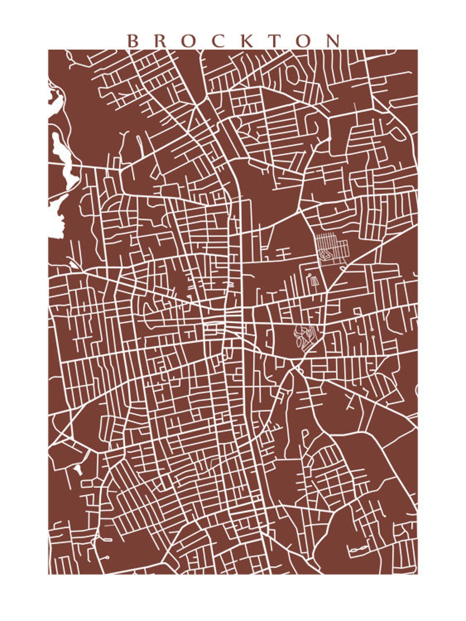 Brockton Map Print Massachusetts | Etsy