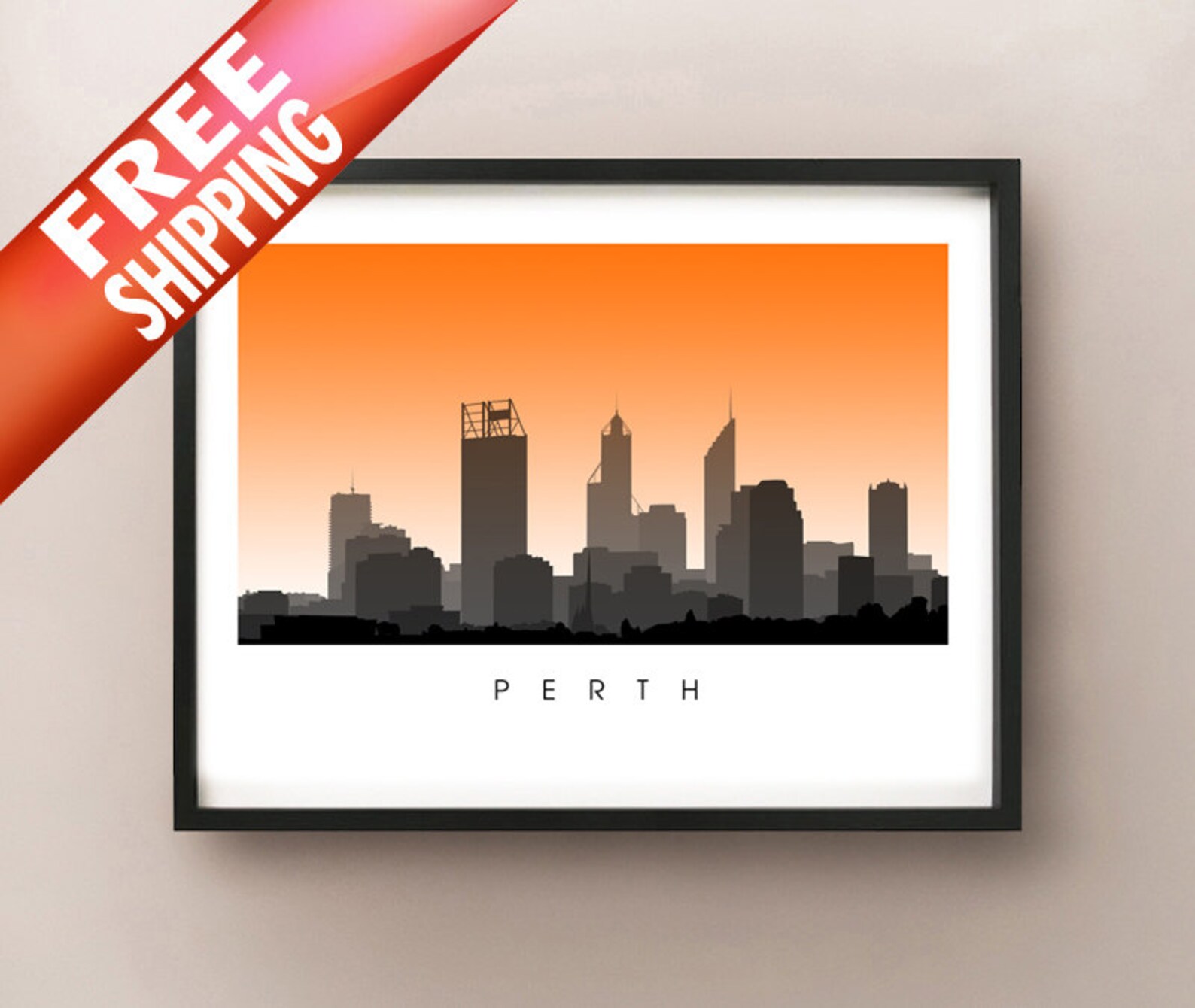 Perth City Skyline Art Australia Cityscape Poster Print | Etsy