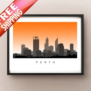 Perth City Skyline Art - Australia Cityscape Poster Print - Etsy