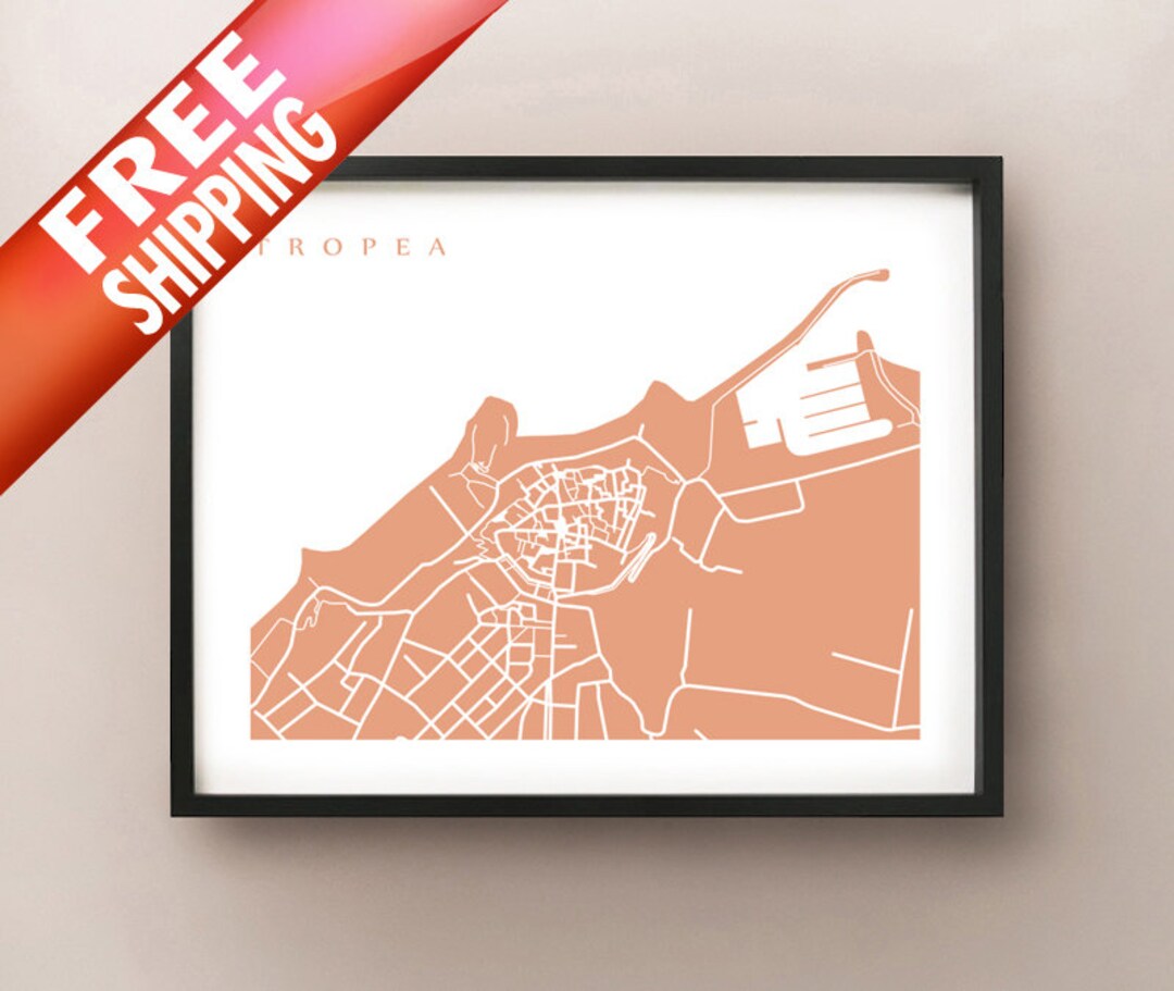 Tropea Map Print - Italy Art Poster - Vibo Valentia, Calabria, Southern ...