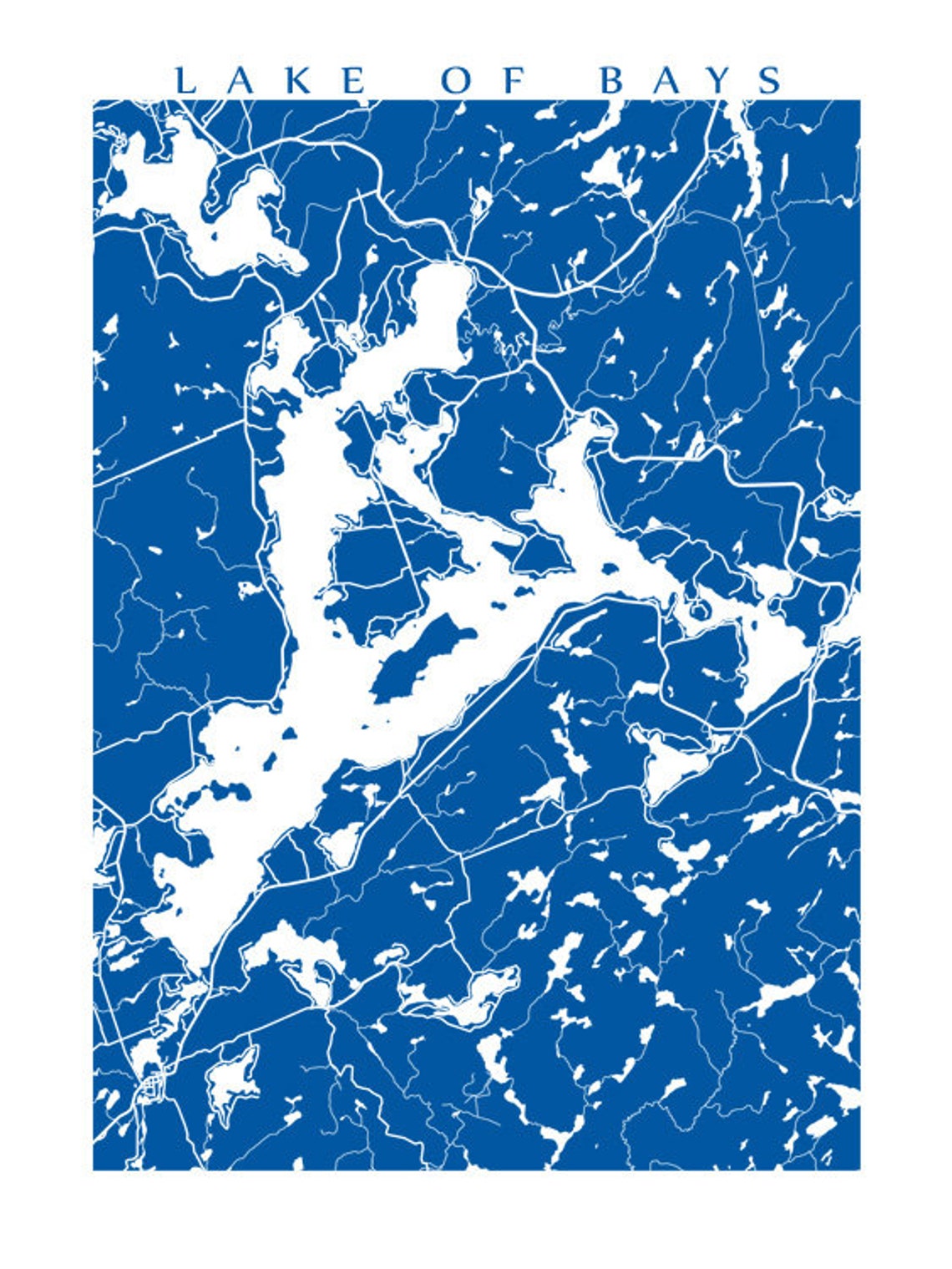 Lake of Bays Map Print Ontario Art - Etsy