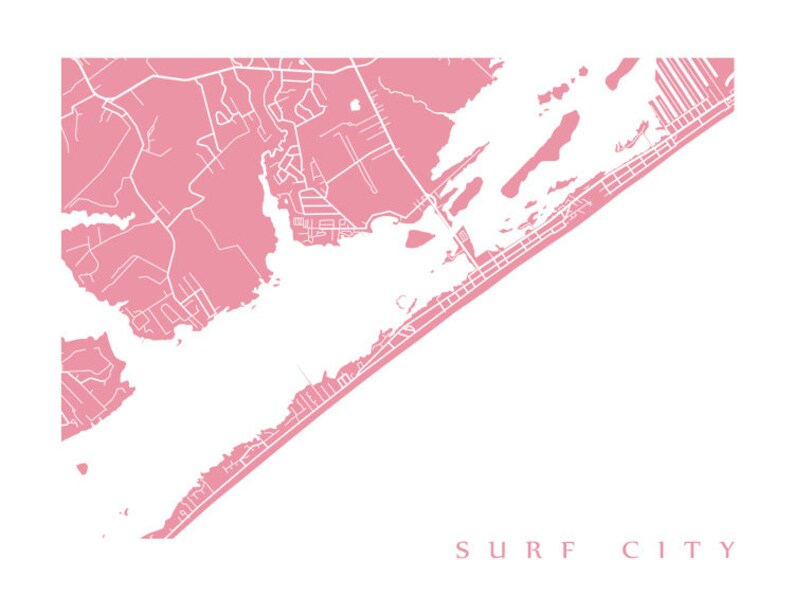Surf City NC Map Print North Carolina Poster - Etsy