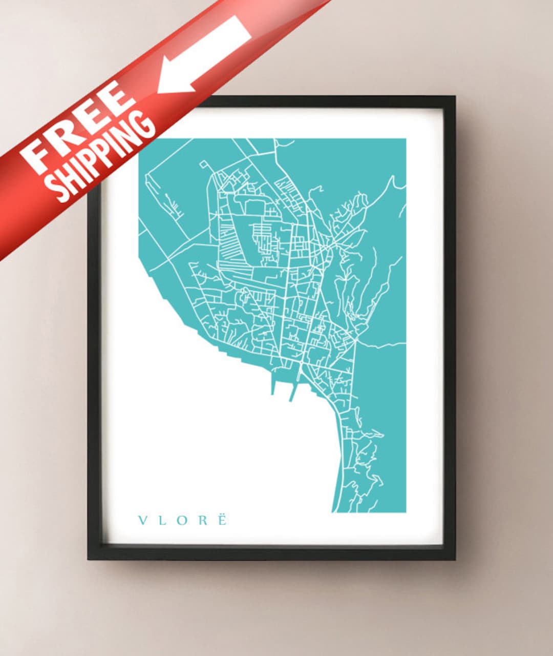 Vlorë Map Print - Albania Poster - Etsy