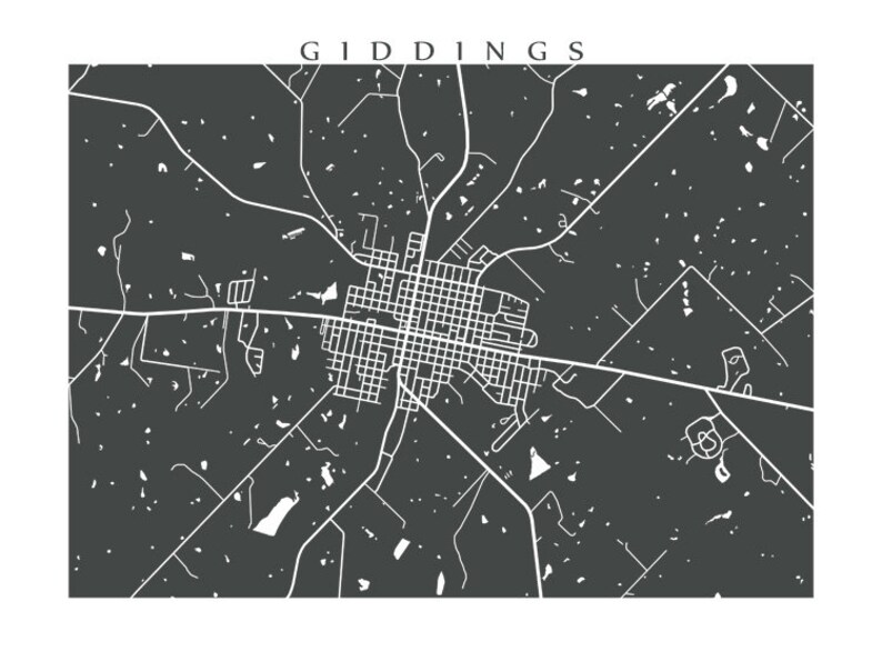 Giddings, TX Map Print - Lee, County, Texas Poster - Etsy