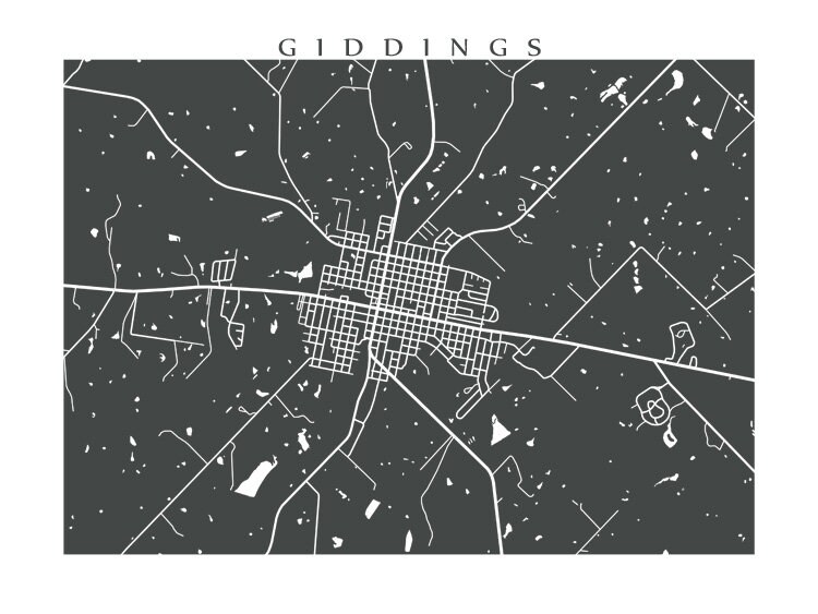 Giddings, TX Map Print - Lee, County, Texas Poster - Etsy