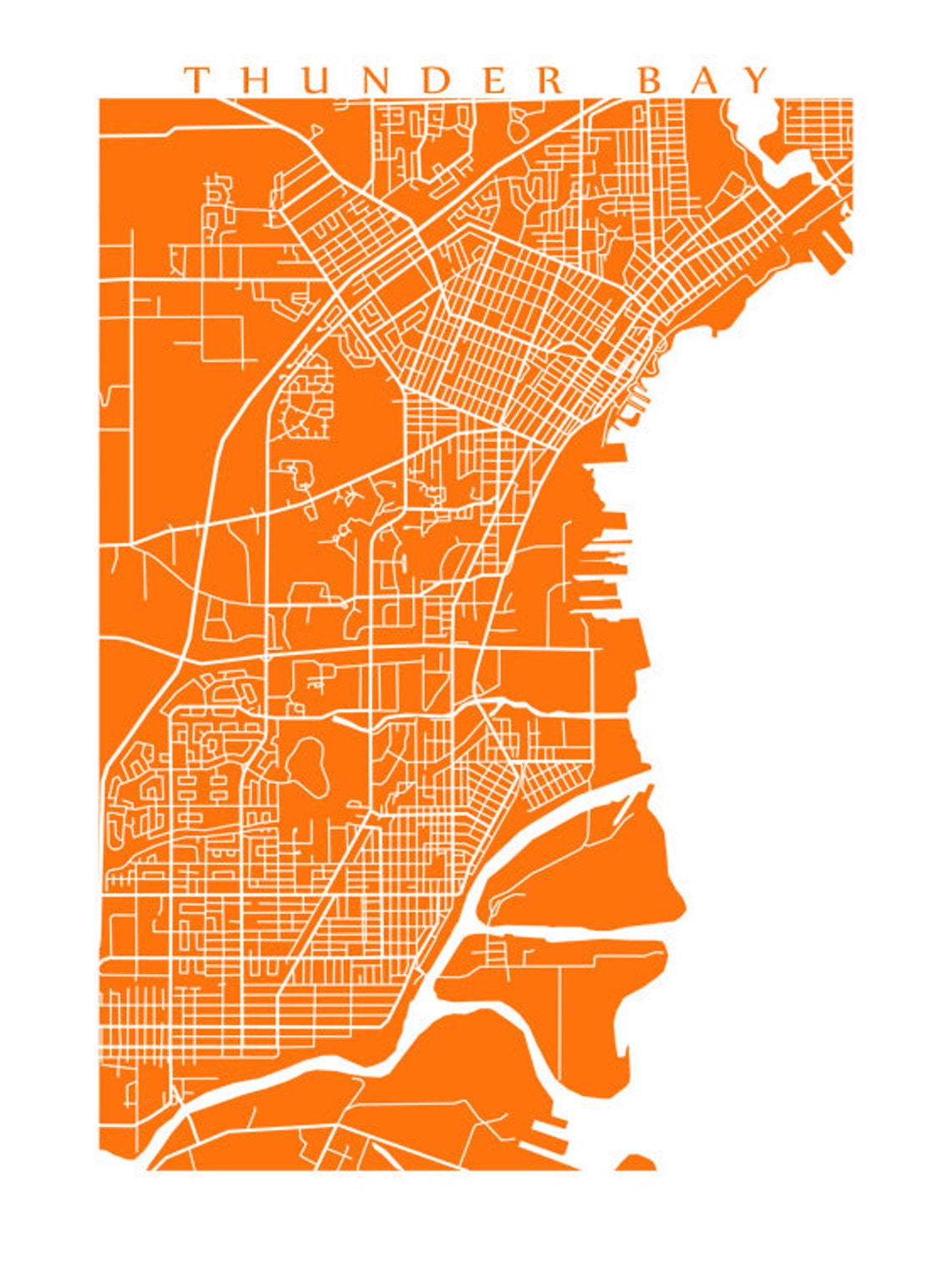 Thunder Bay Map Print - Etsy Canada