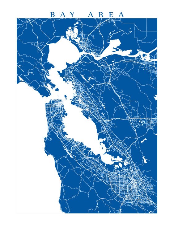 San Francisco Bay Area Map Print | Etsy
