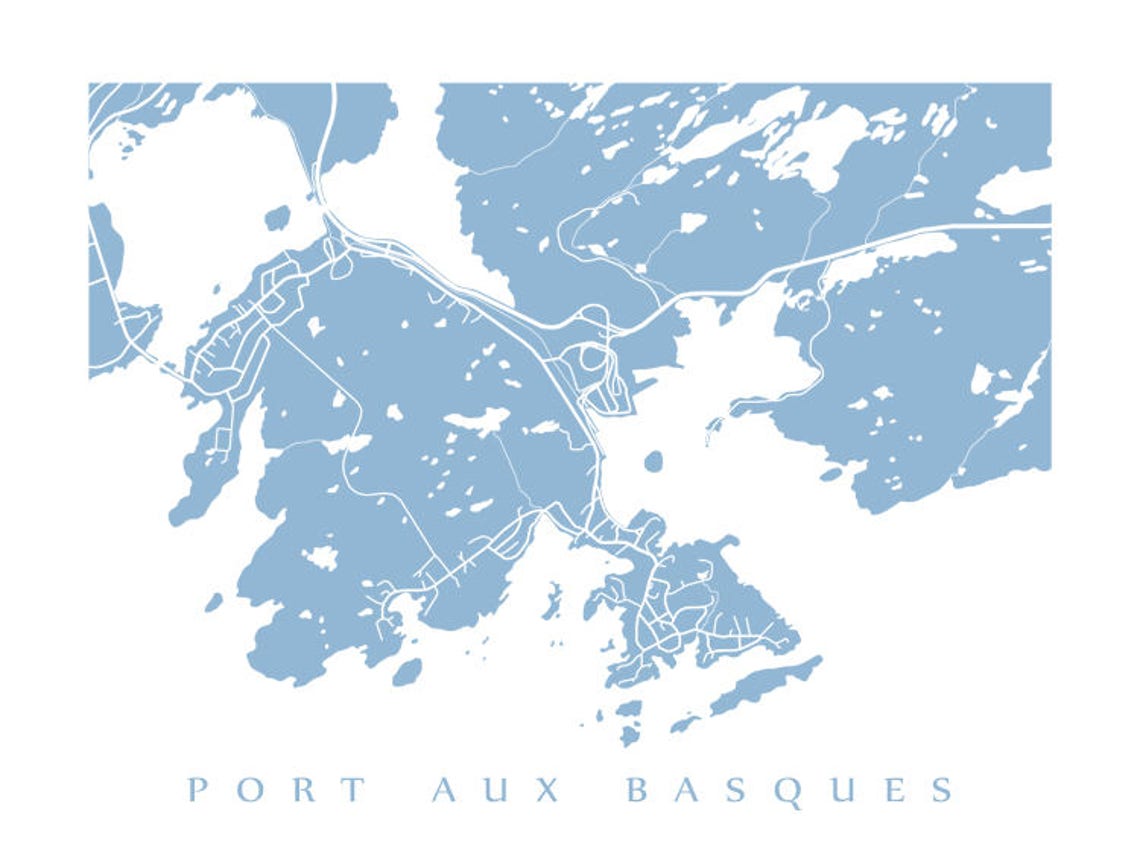 Port Aux Basques NL Map Newfoundland Poster Channel | Etsy