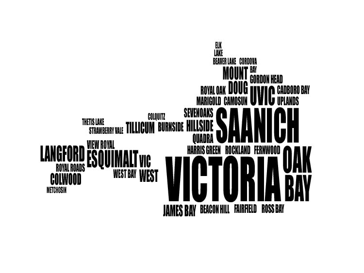 Victoria Typography Map British Columbia Text Art Print | Etsy