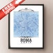 Roma Vintage Style Blueprint Map Art Print Rome, Italy City Map Decor ...