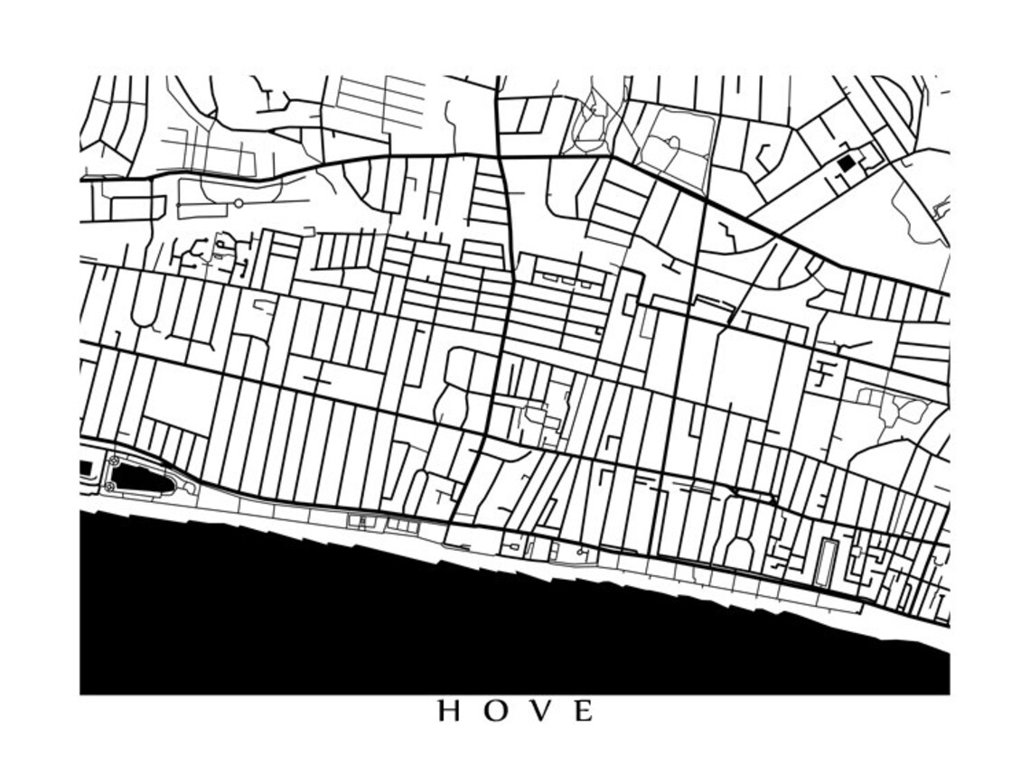 Hove Map Print UK Wall Art England Poster - Etsy