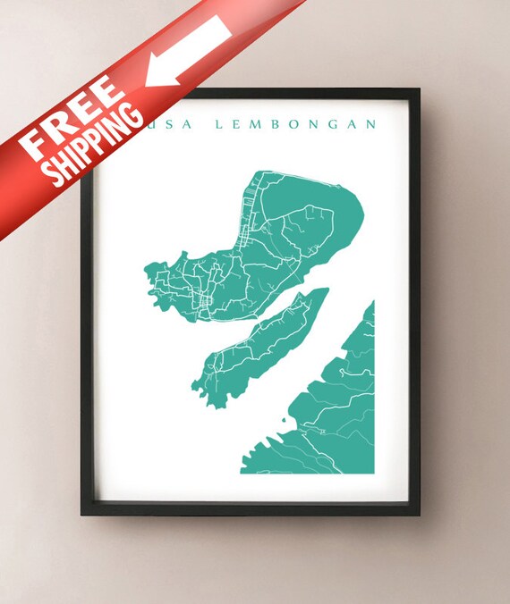 Nusa Lembongan Map Indonesia Art Print | Etsy