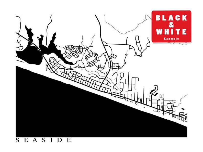 Seaside FL Map Print Seaside and Seagrove Beach Florida - Etsy