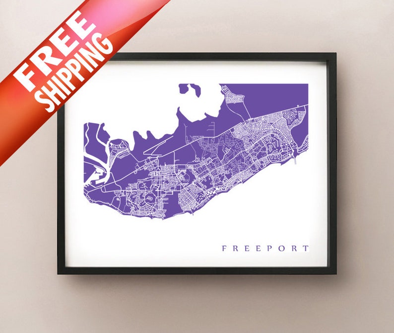 Freeport Bahamas Map Print - Etsy