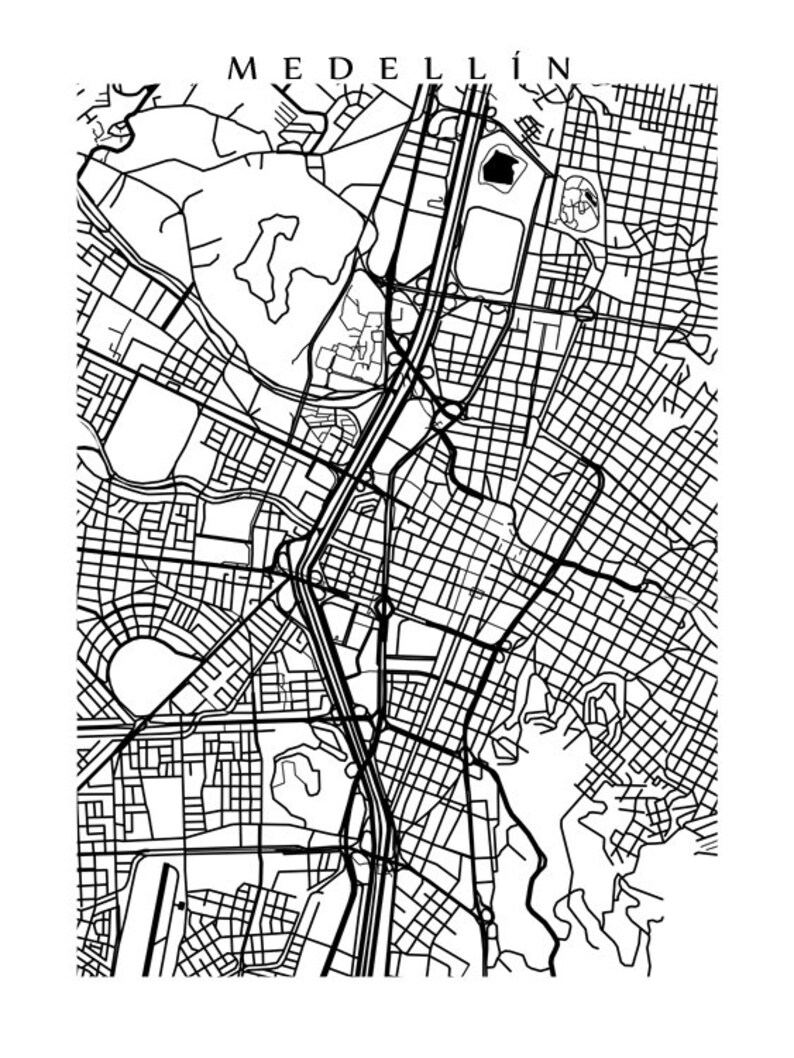 Medellin Map Print - Colombia Poster - Etsy