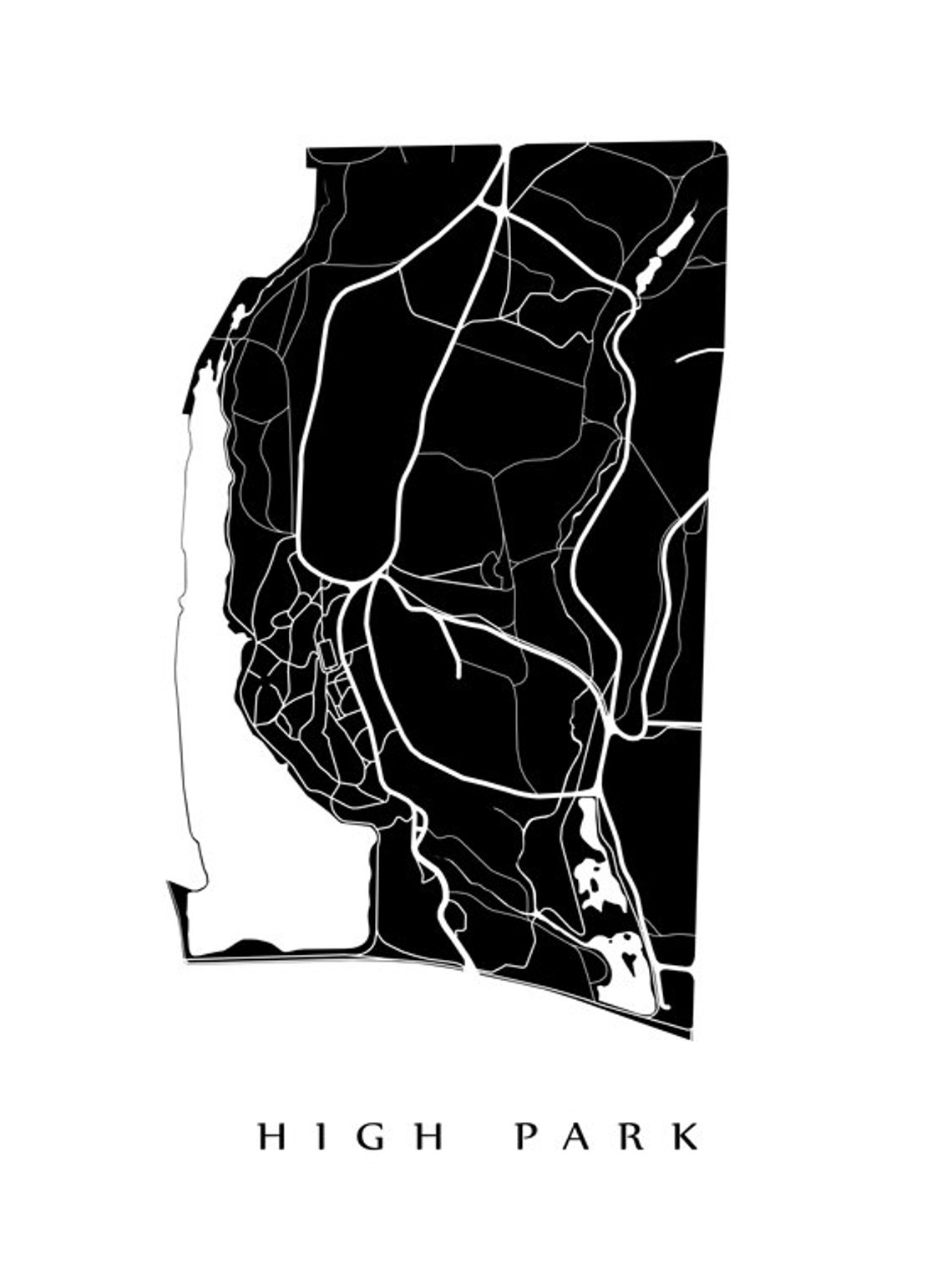 High Park Map Toronto Neighbourhood Art Print - Etsy