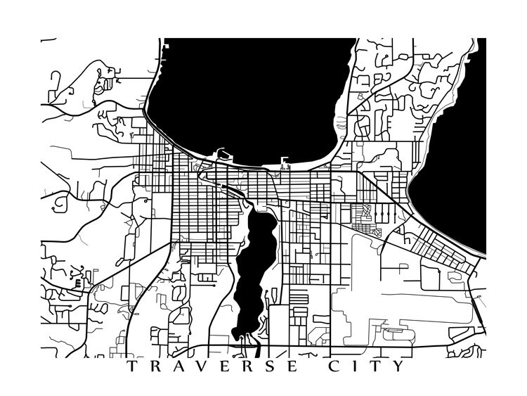 Traverse City Map Print - Michigan Poster