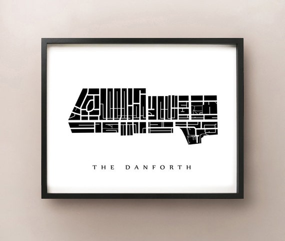 The Danforth Map Toronto Neighbourhood Art Print | Etsy Canada