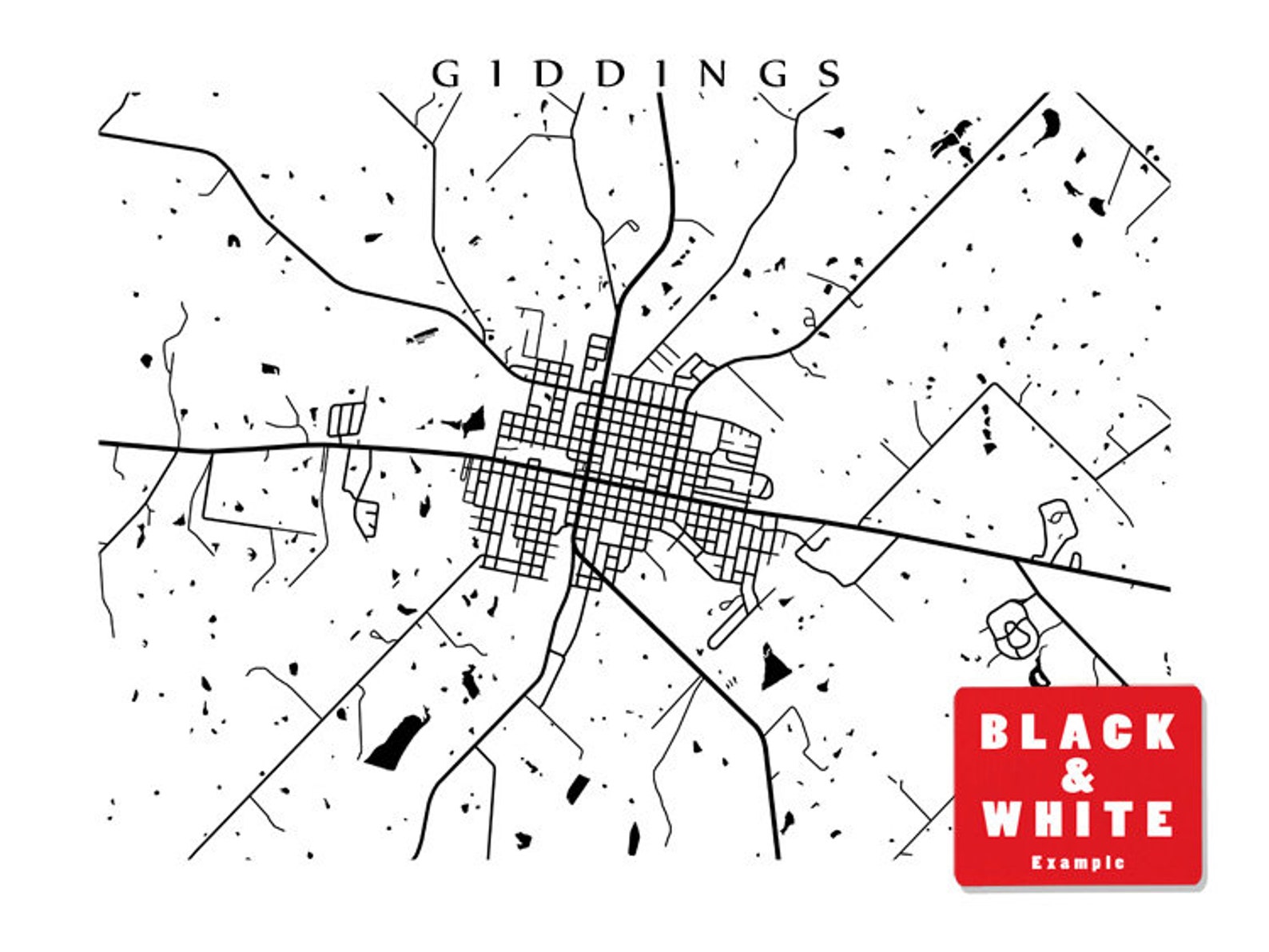 Giddings, TX Map Print - Lee, County, Texas Poster - Etsy