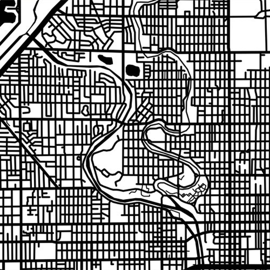 Wichita Map Print Black and White Wall Art - Etsy