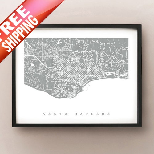 Santa Barbara Map California Poster Print - Etsy