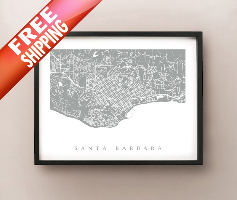 Santa Barbara Map - California Poster Print - Etsy