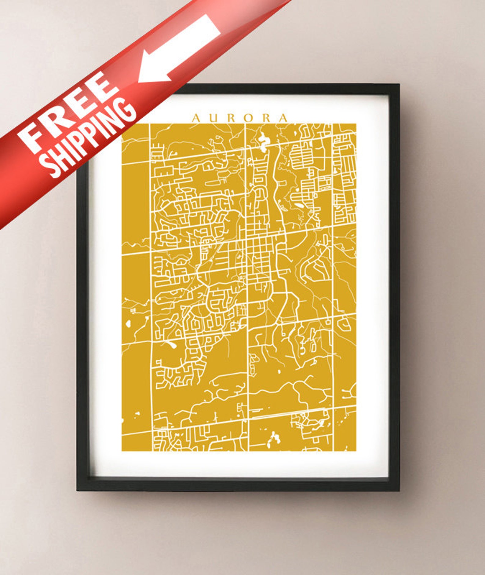 Aurora Map Print - Ontario Poster Art - Etsy