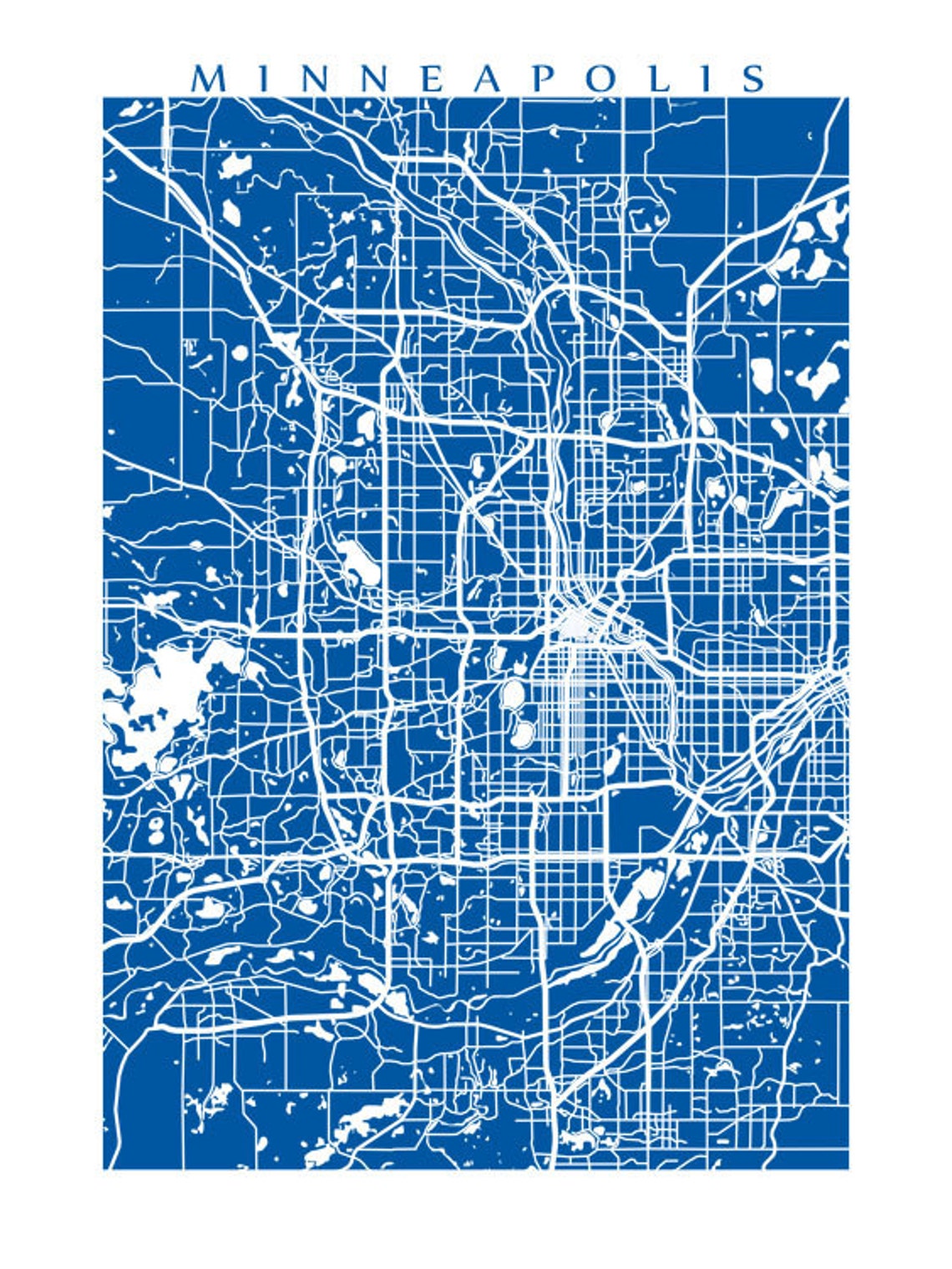 Minneapolis Area Map Print Minnesota Poster Twin Cities - Etsy
