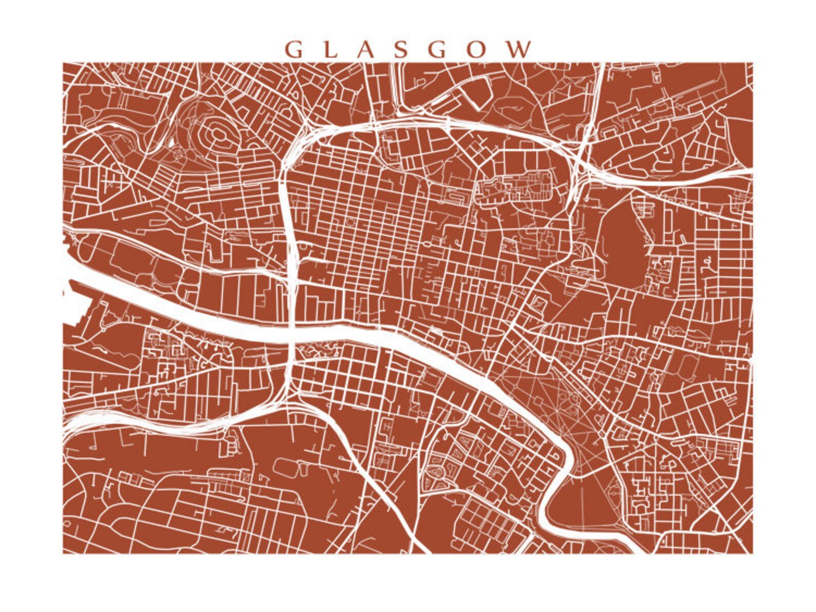 Glasgow Map Print Scotland Poster - Etsy