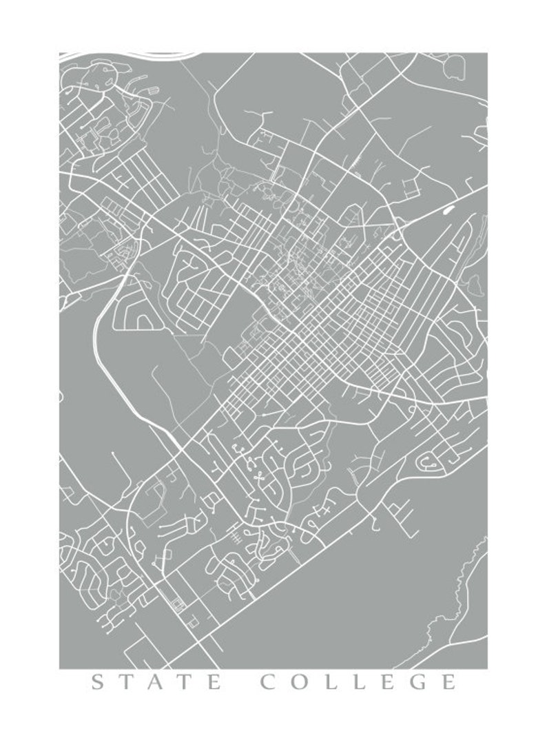 State College City Map Pennsylvania Poster - Etsy