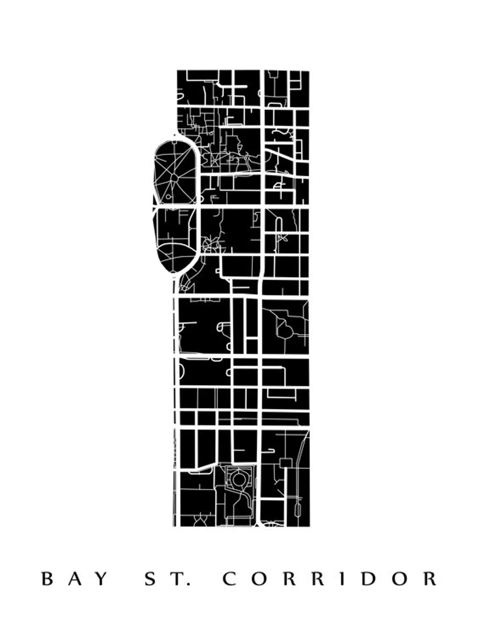 Bay Street Corridor Map Toronto Neighbourhood Art Print - Etsy
