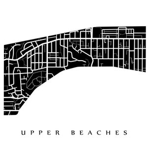 Upper Beaches Map - Toronto Neighbourhood Art Print - Etsy