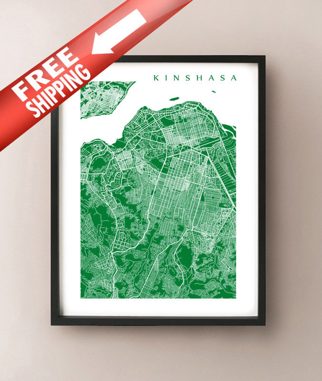 Kinshasa Map Print - Democratic Republic of the Congo - Etsy