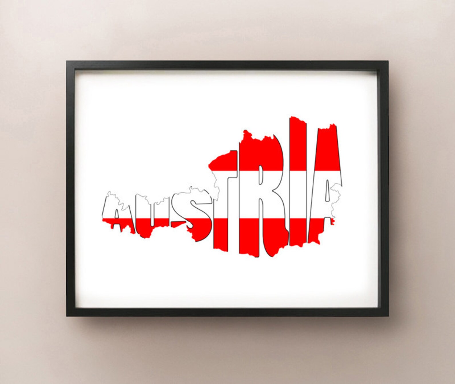 Austria Font Map Art Poster Print Customize Your Map Choose - Etsy
