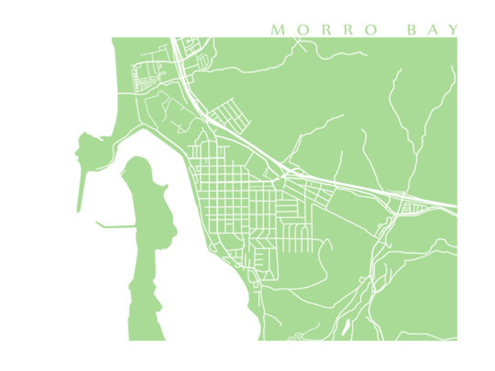 Morro Bay Map Print California Poster | Etsy