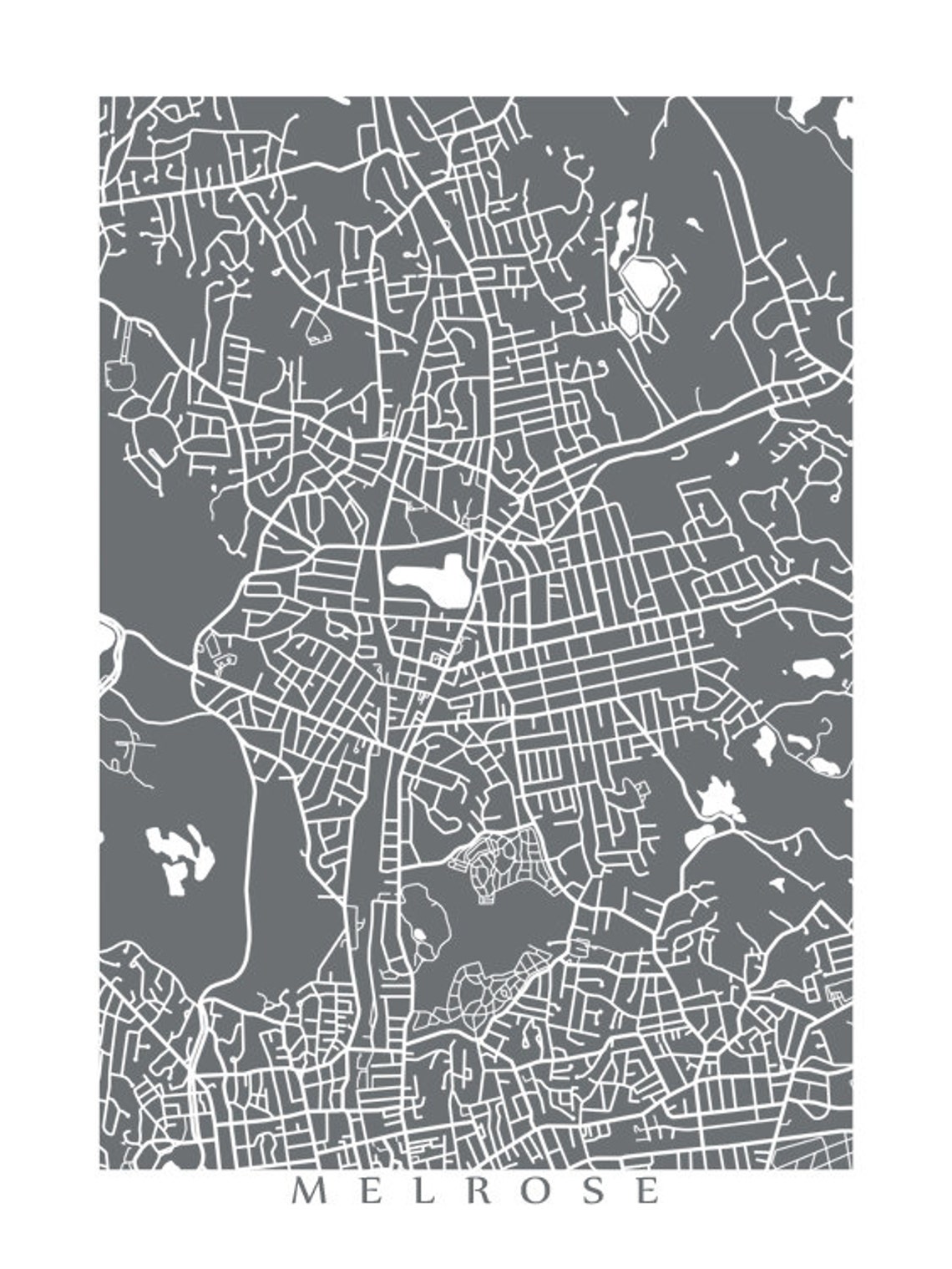 Melrose Map Print - Massachusetts Art Poster - Etsy