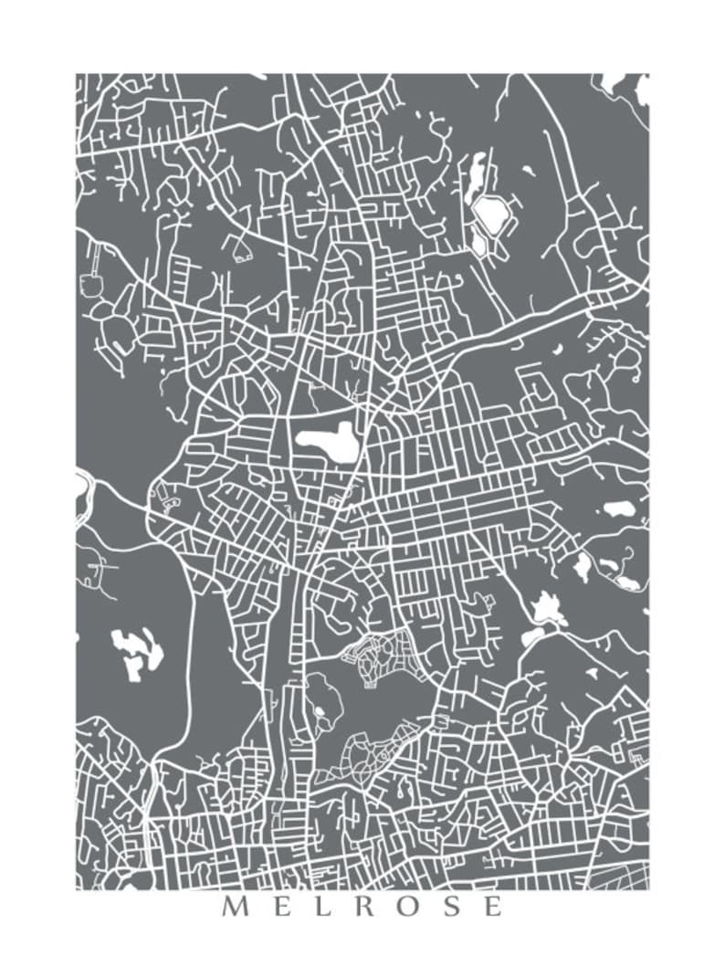 Melrose Map Print Massachusetts Art Poster | Etsy