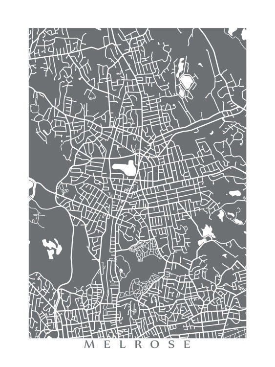 Melrose Map Print - Massachusetts Art Poster - Etsy
