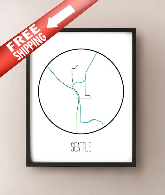 Seattle Washington Minimalist Metro Subway Art Print | Etsy