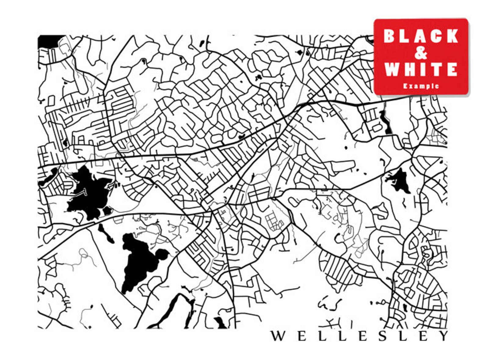 Wellesley Map Print - Massachusetts Poster - Etsy