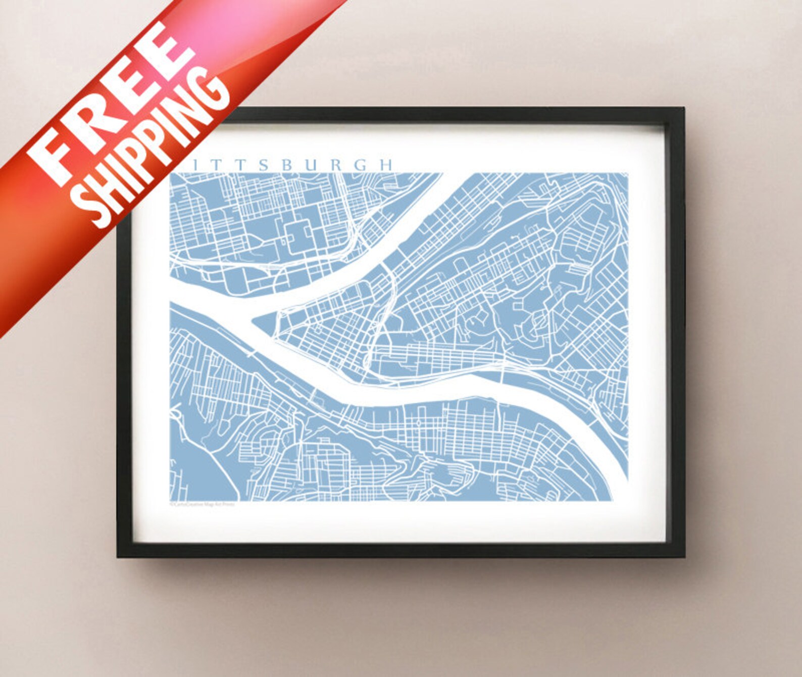 Pittsburgh Map Art - Pennsylvania Poster Print - Etsy