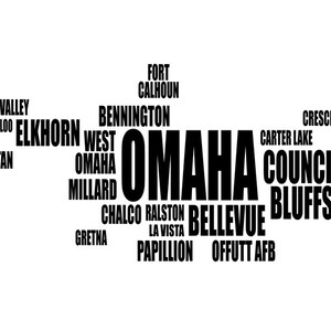 Omaha Area Typography Map, Nebraska Text Art Print - Etsy