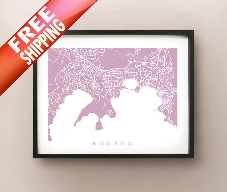 Bodrum Map Print Turkey Poster | Etsy