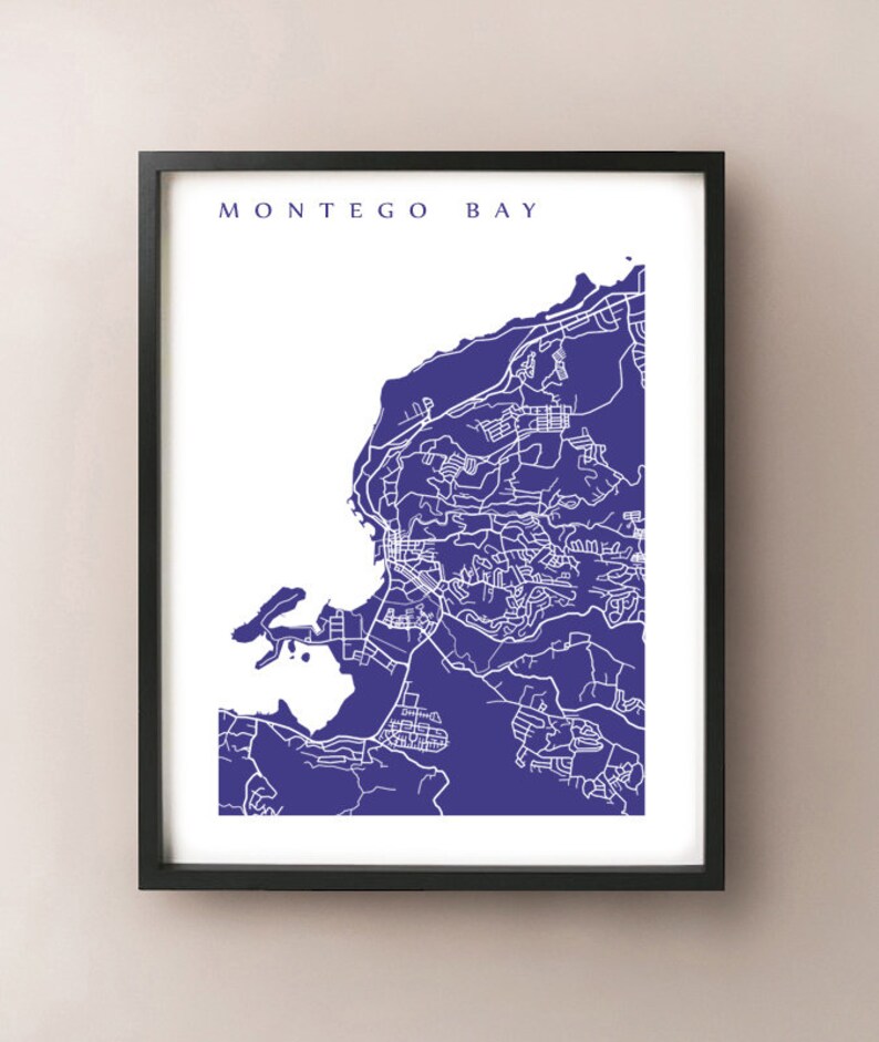 Montego Bay Map Print - Jamaica Poster - Etsy